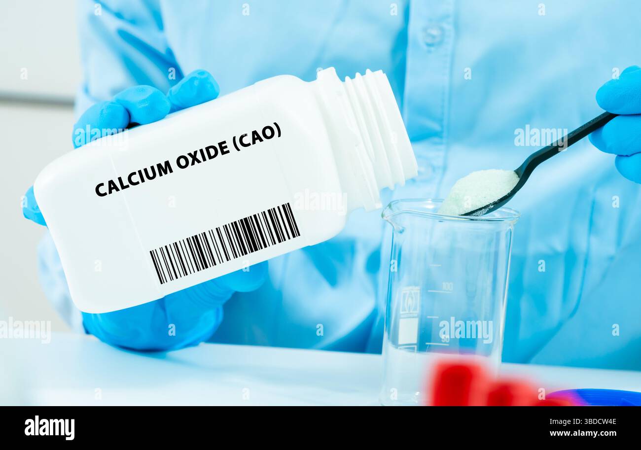Calcium oxide (CaO). Used in steel production, water treatment and in cement production Stock ...
