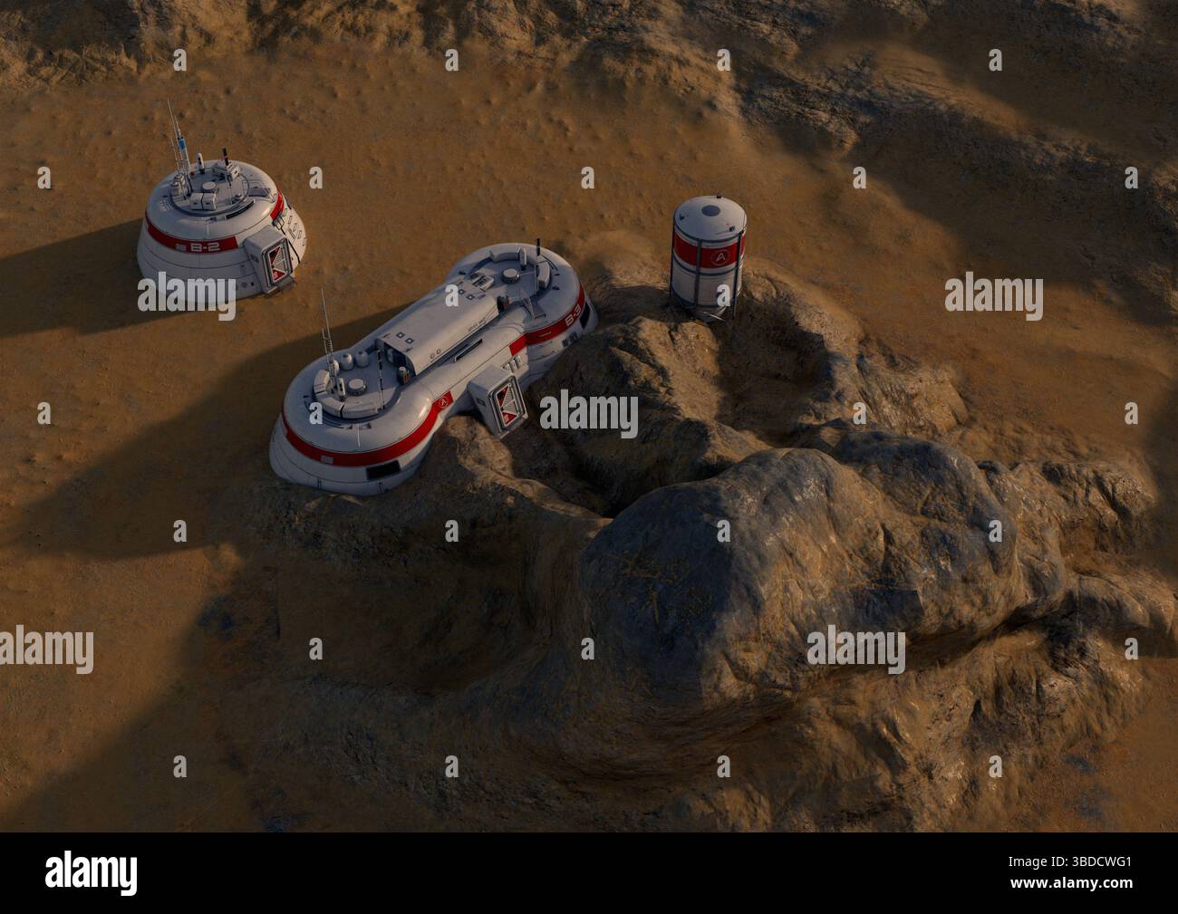 Illustration of an industrial plant on Mars Stock Photo - Alamy