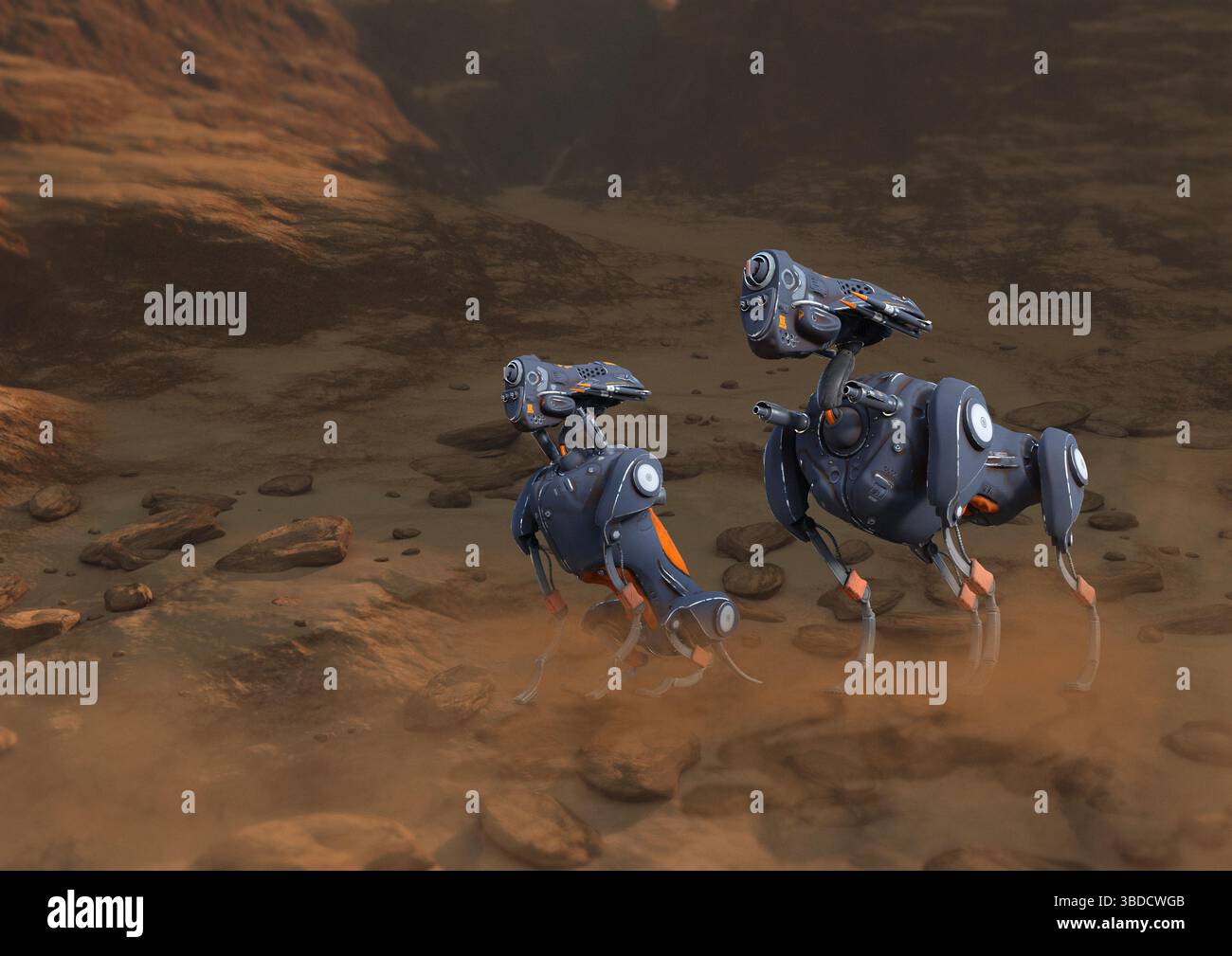Robot dogs on Mars, illustration Stock Photo - Alamy