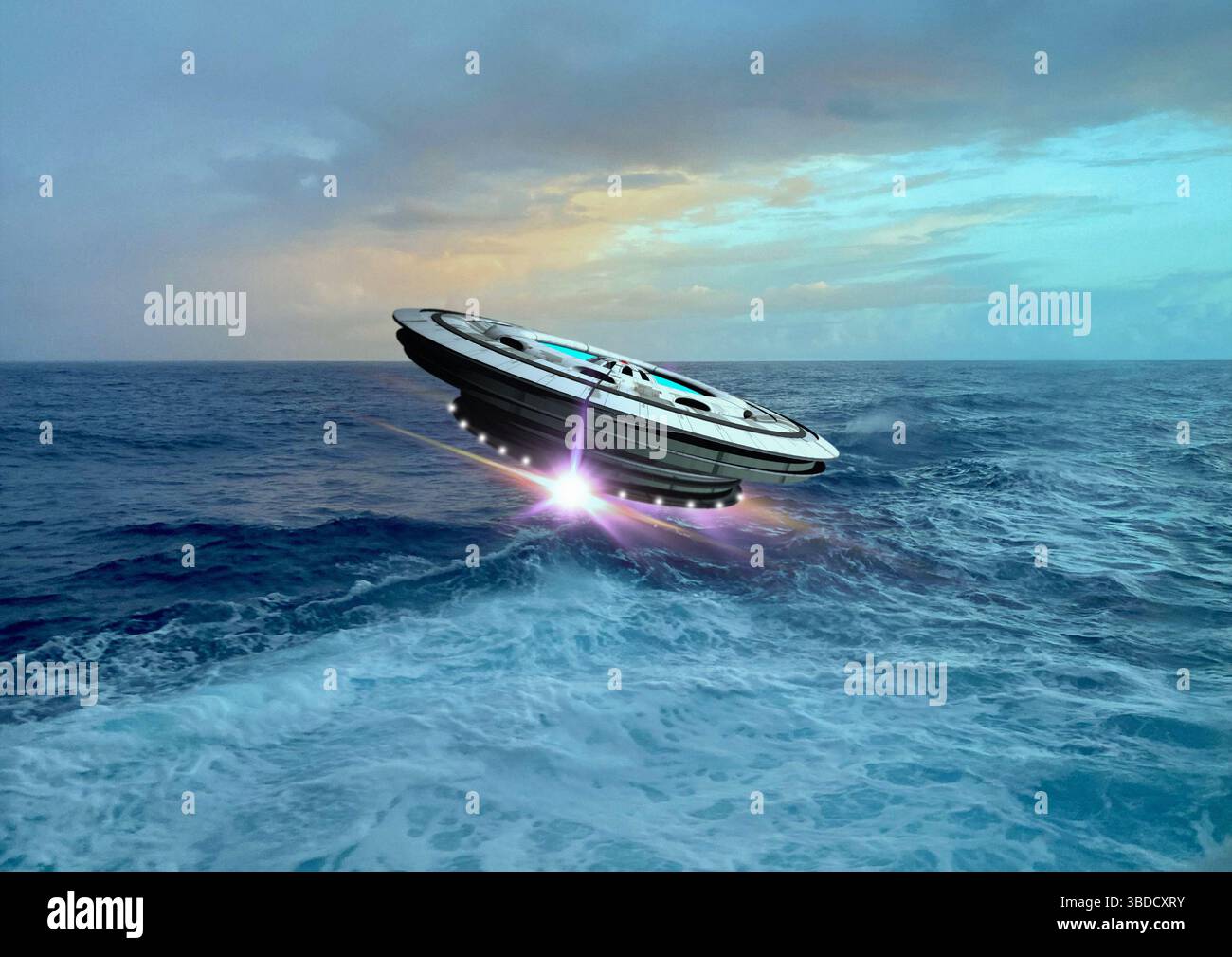 Illustration of an unidentified aerial phenomenon (UAP) flying above an ...