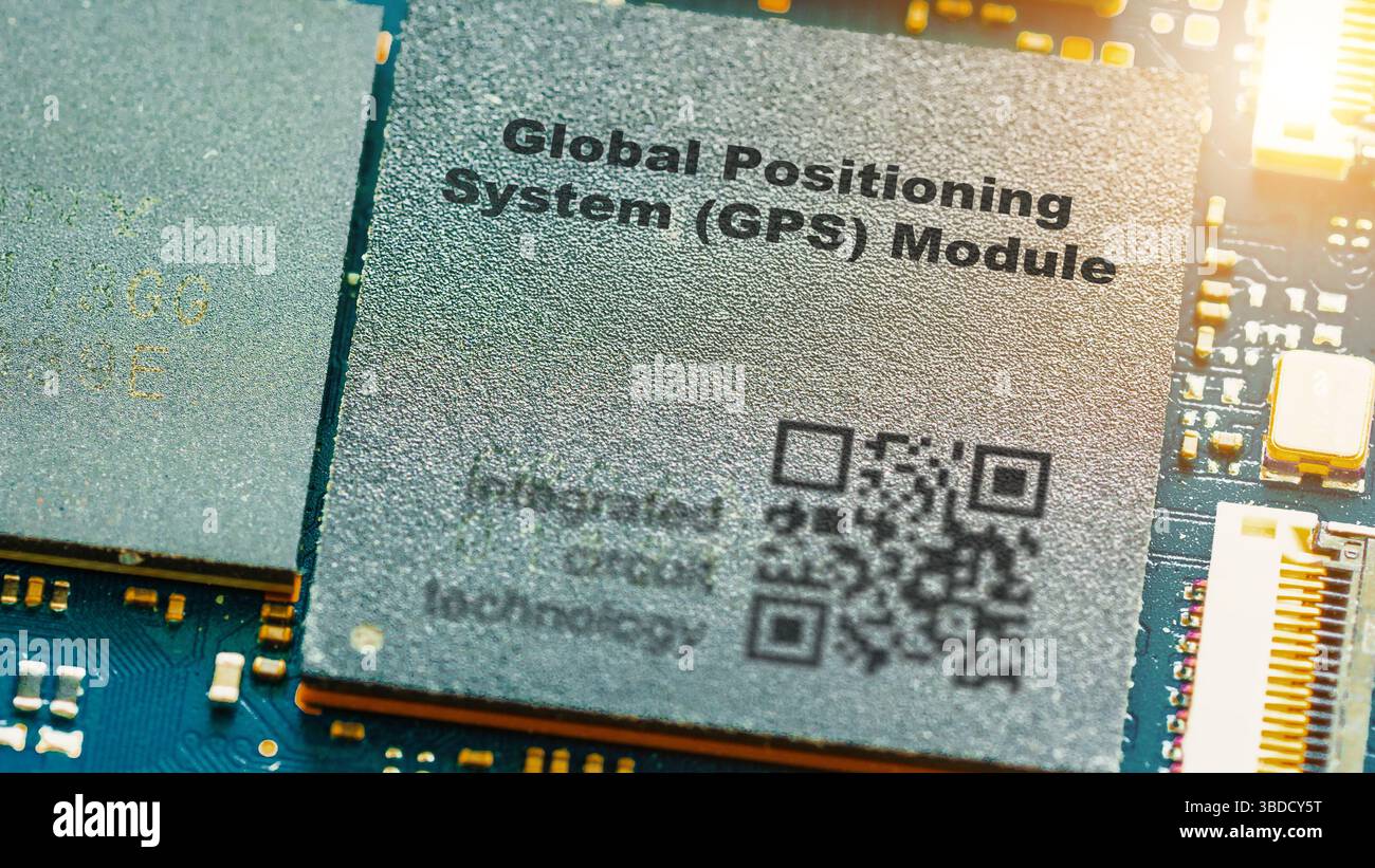 Global positioning system (GPS) module. Microchip for receiving and ...