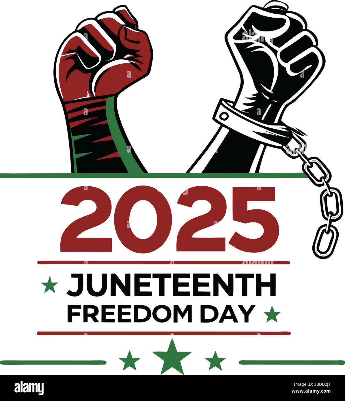 Juneteenth 2025 Freedom Day Vector Design with Raised Fist, African ...