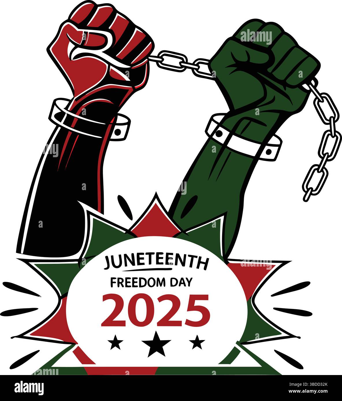 Juneteenth 2025 Freedom Day Vector Design with Raised Fist, African ...