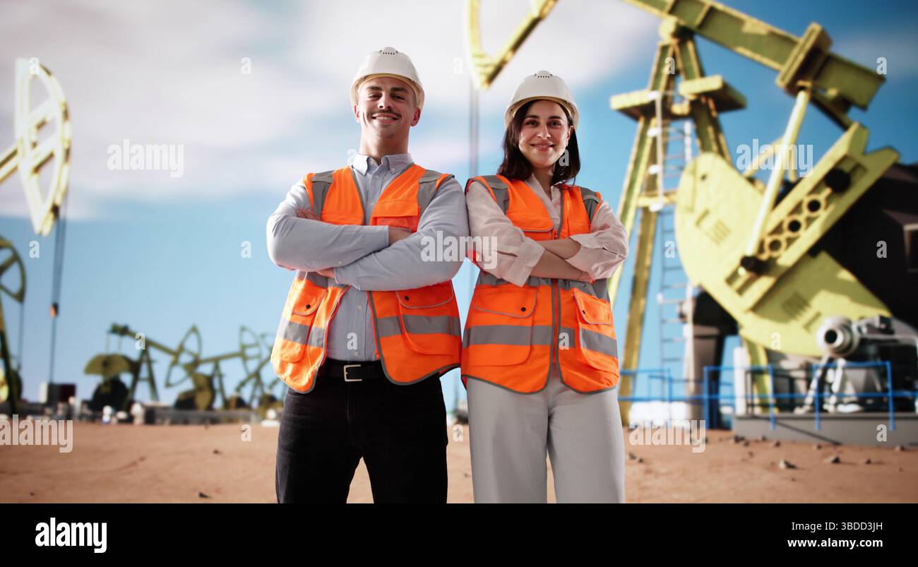 Engineer Works On Drilling Rig In Desert For Oil Extraction Stock Photo ...