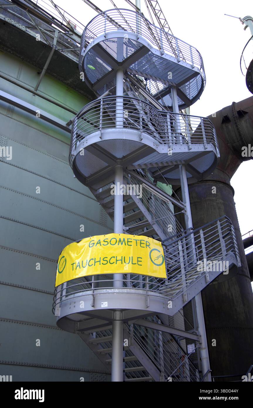 Stairs, diving area gasometer, disused industrial plant, landscape park ...