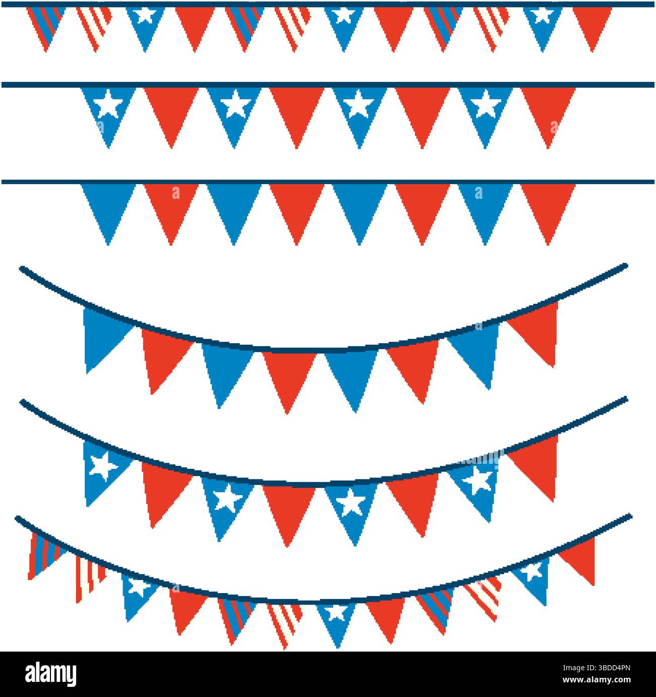Vector illustration of festive bunting flags in red, white, and blue ...