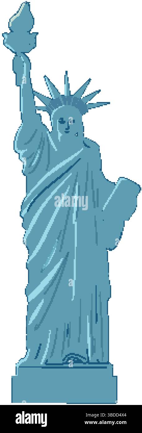 Stylized vector of the Statue of Liberty in monochrome blue. Clean ...
