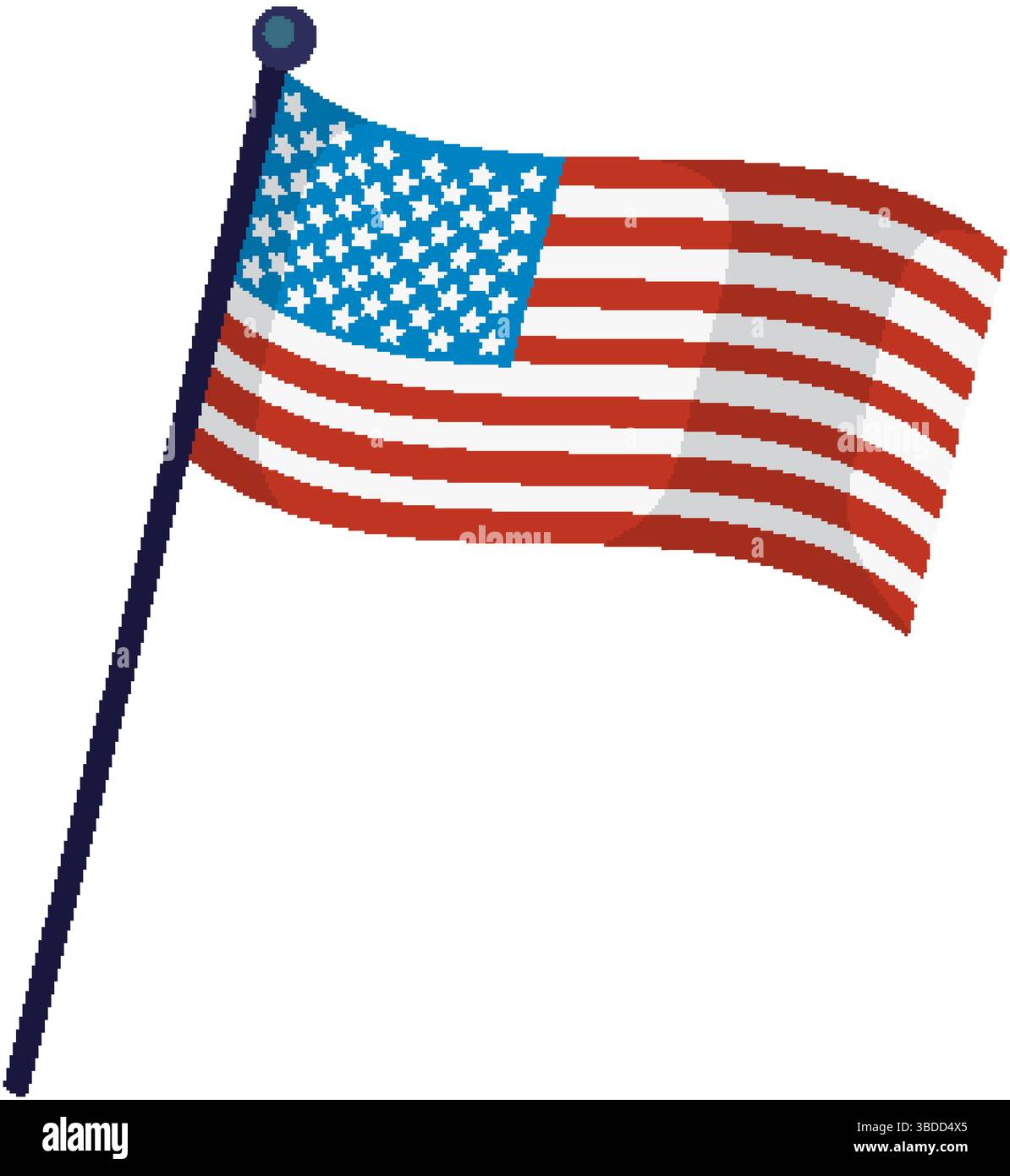 Vector illustration of the American flag with a dynamic waving effect ...