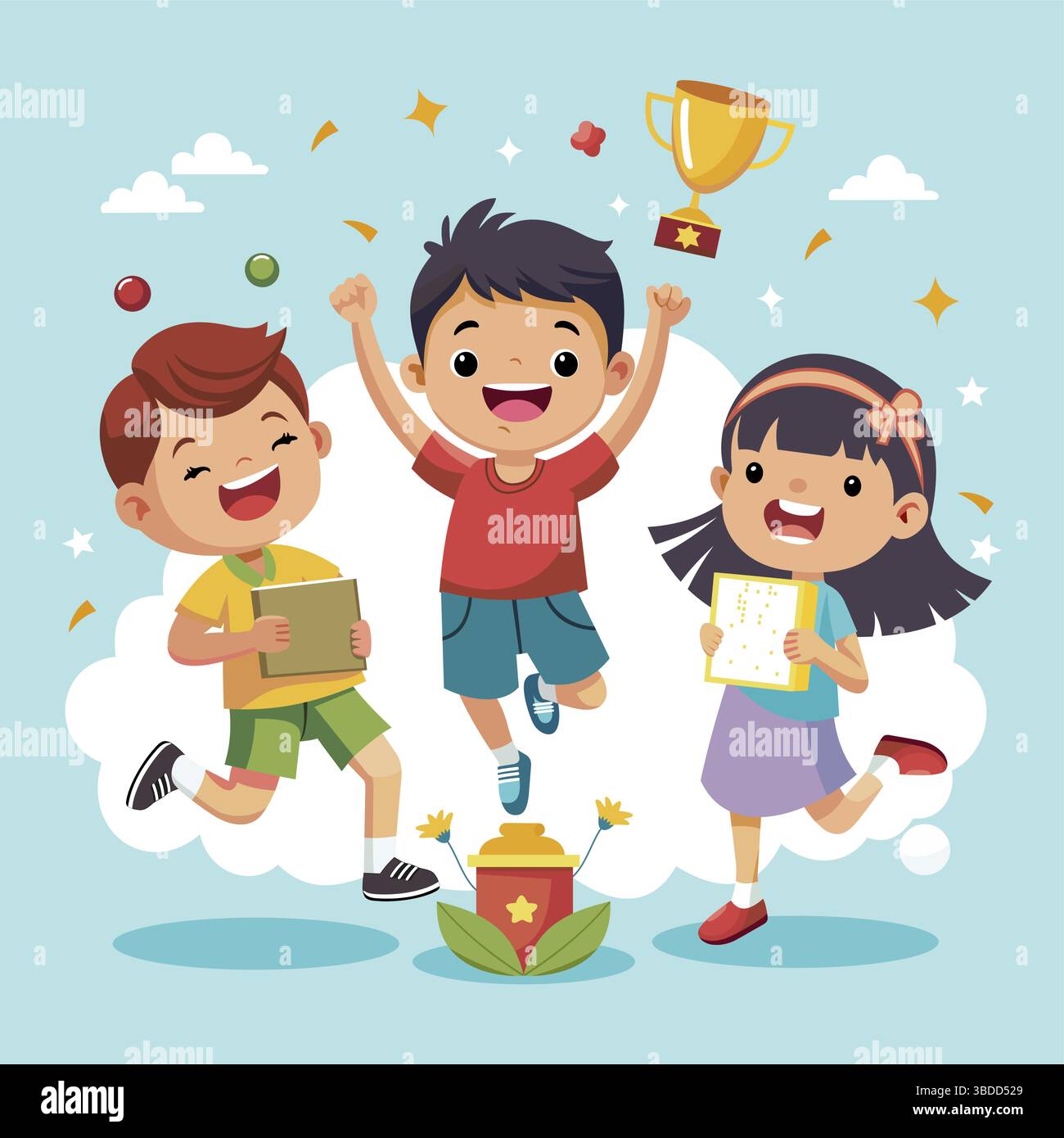 Kid jump happy winner challenge vector illustration Stock Vector Image ...