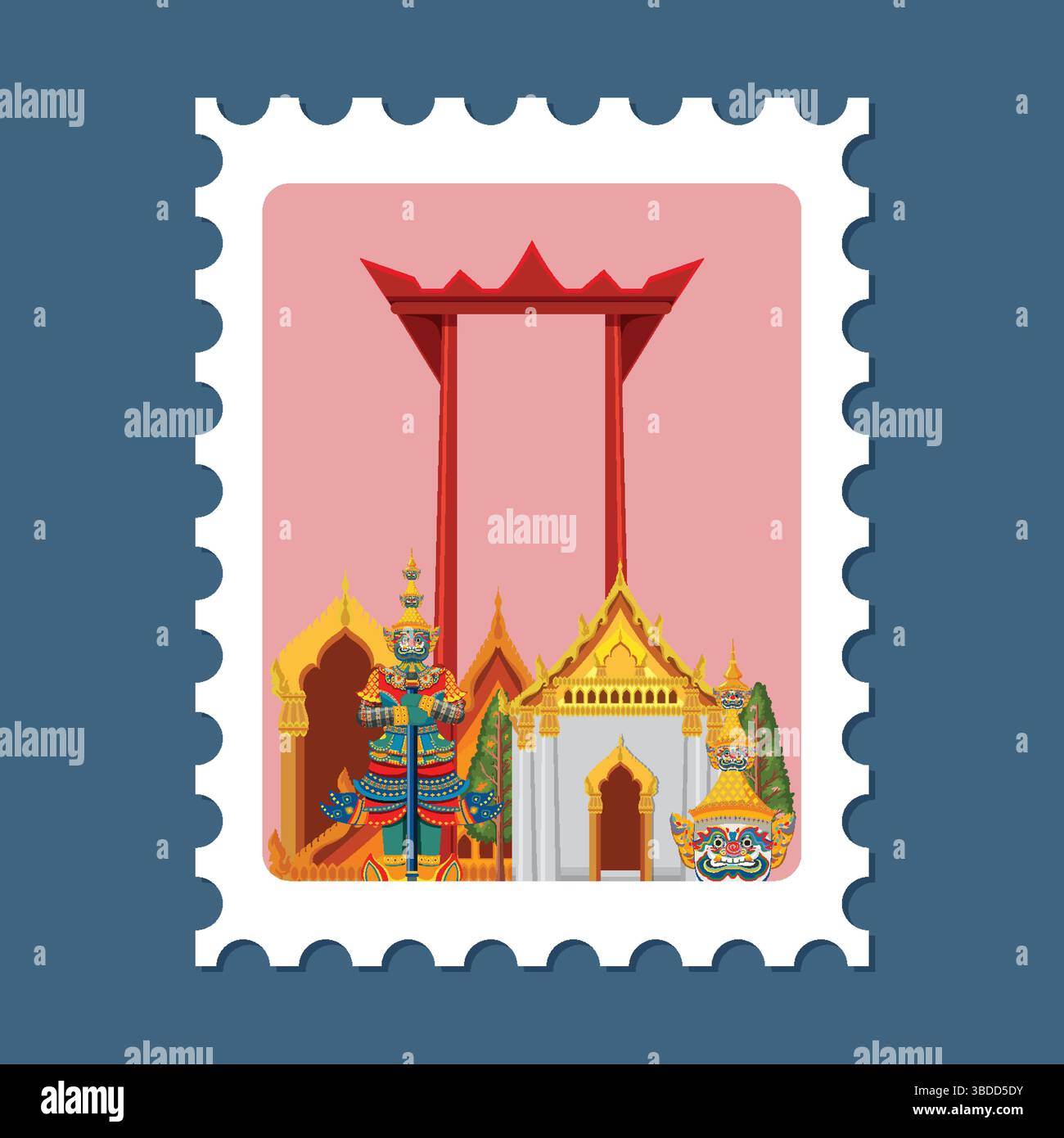 Vector illustration of a Thai landmark with vibrant colors and ...