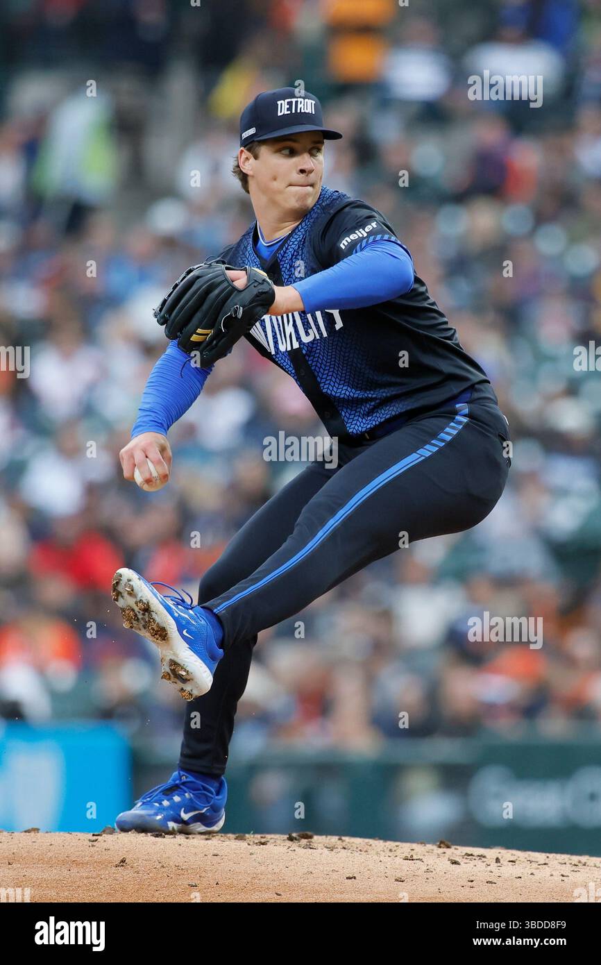 Detroit Tigers' Jackson Jobe pitches against the Cleveland Guardians ...