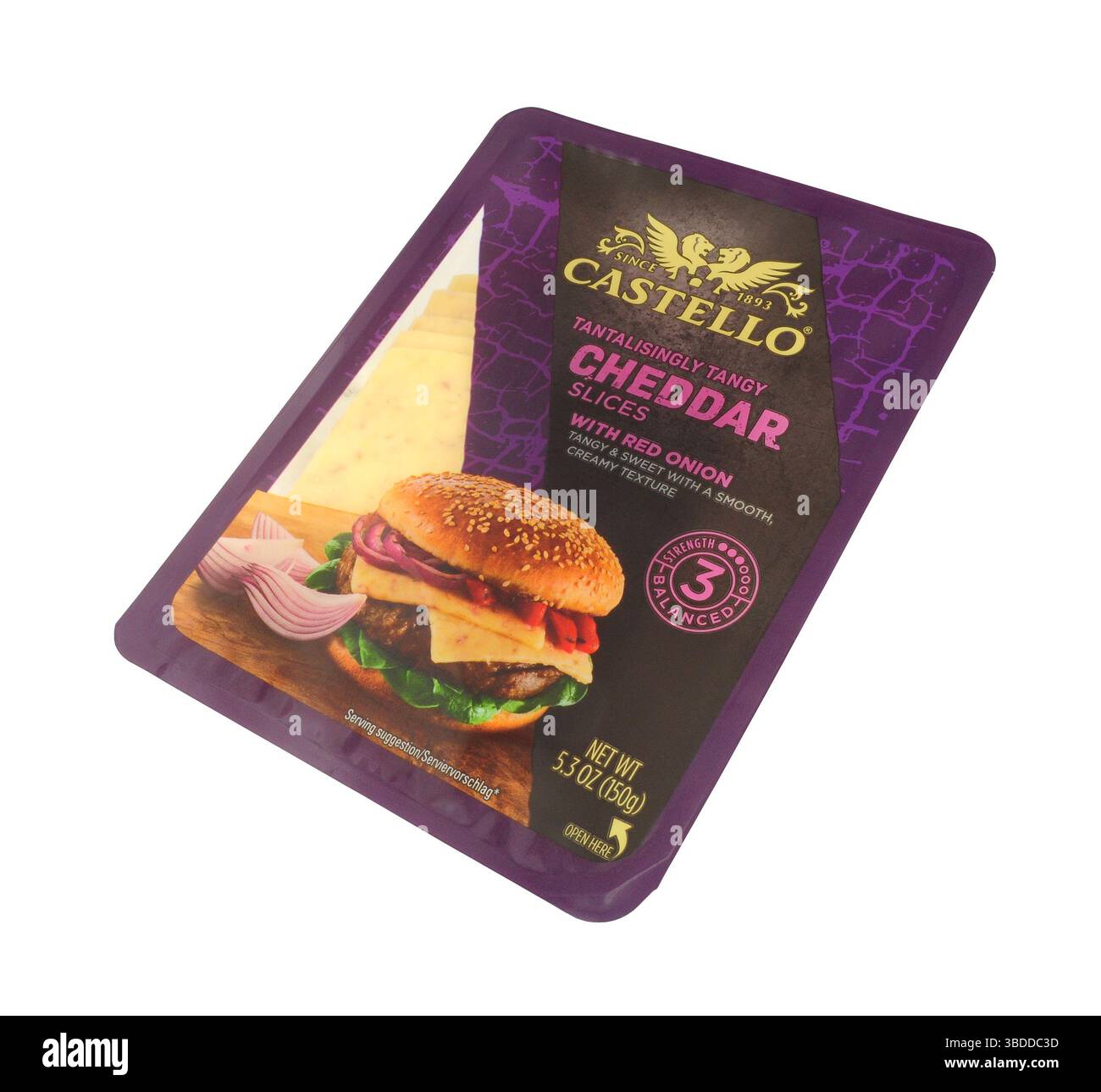 Castello tantalisingly tangy cheddar cheese slices with red onion in a ...