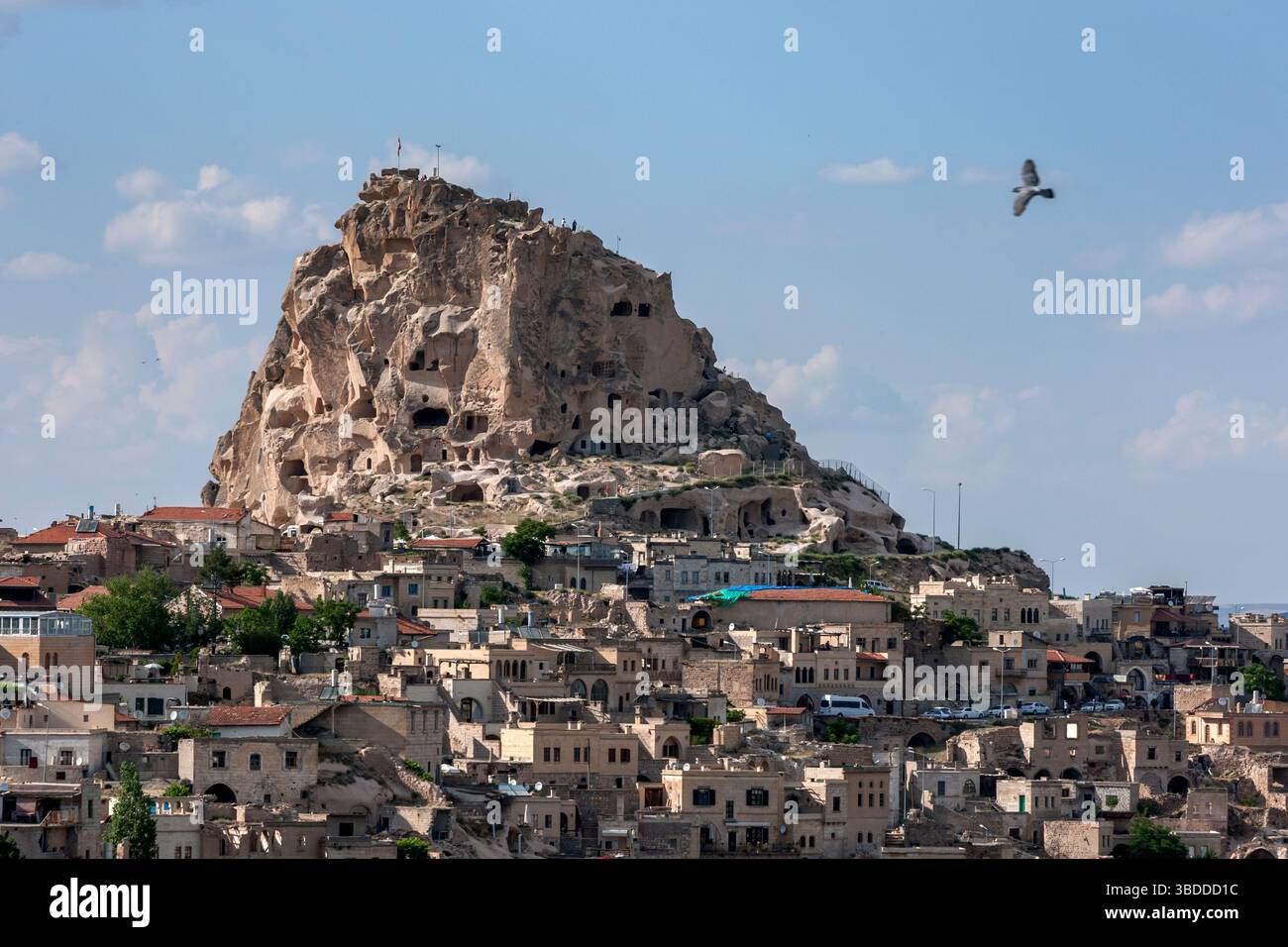 The volcanic rock outcrop known as Uchisar Castle at Uchisar in the ...