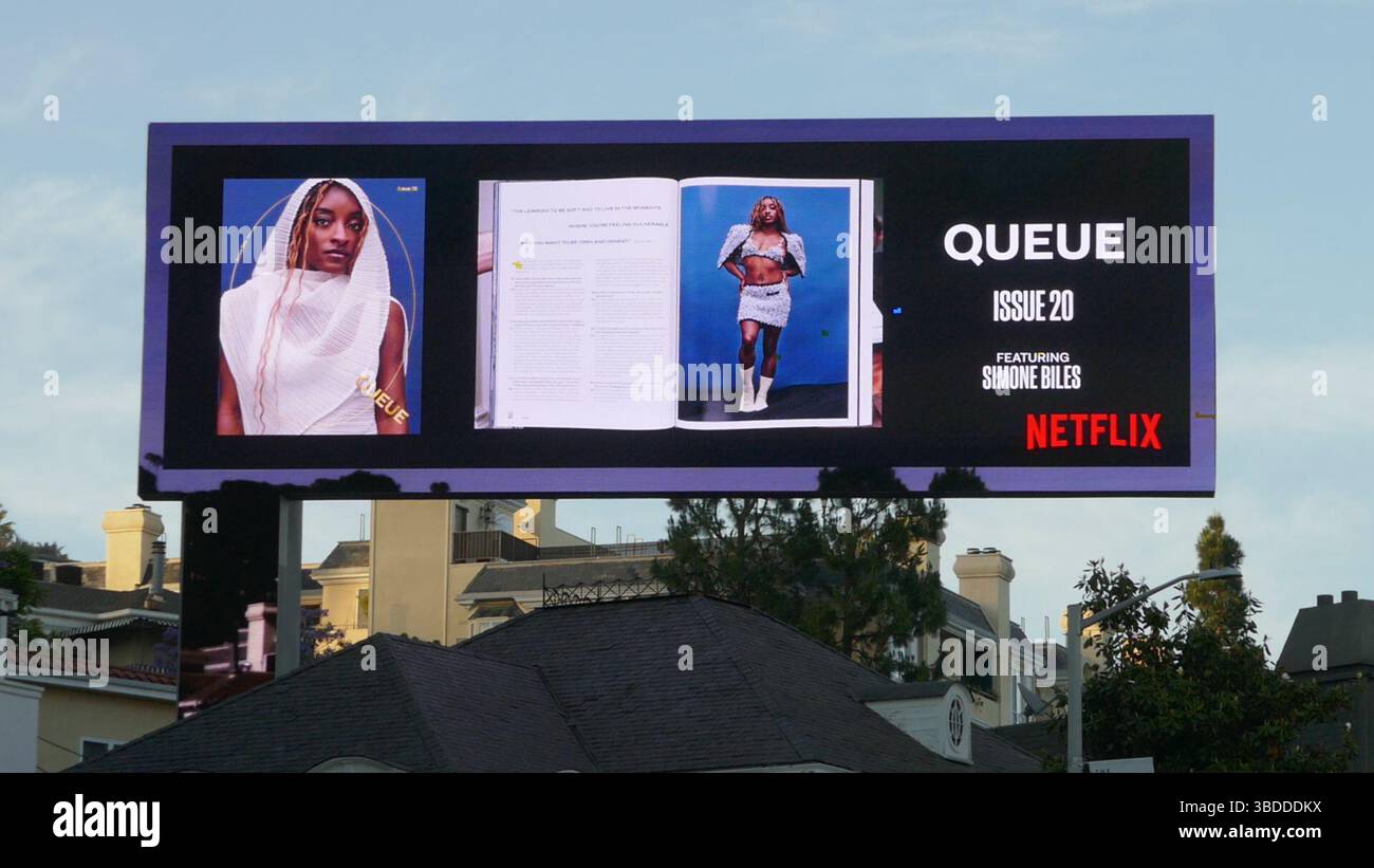 Los Angeles, California, USA 22nd May 2025 Queue featuring Simone Biles Netflix Billboard on ...