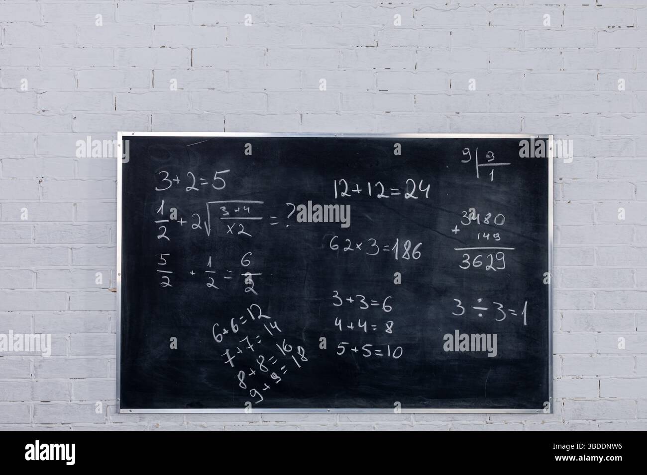 A chalkboard displaying an extensive array of mathematical formulas in ...