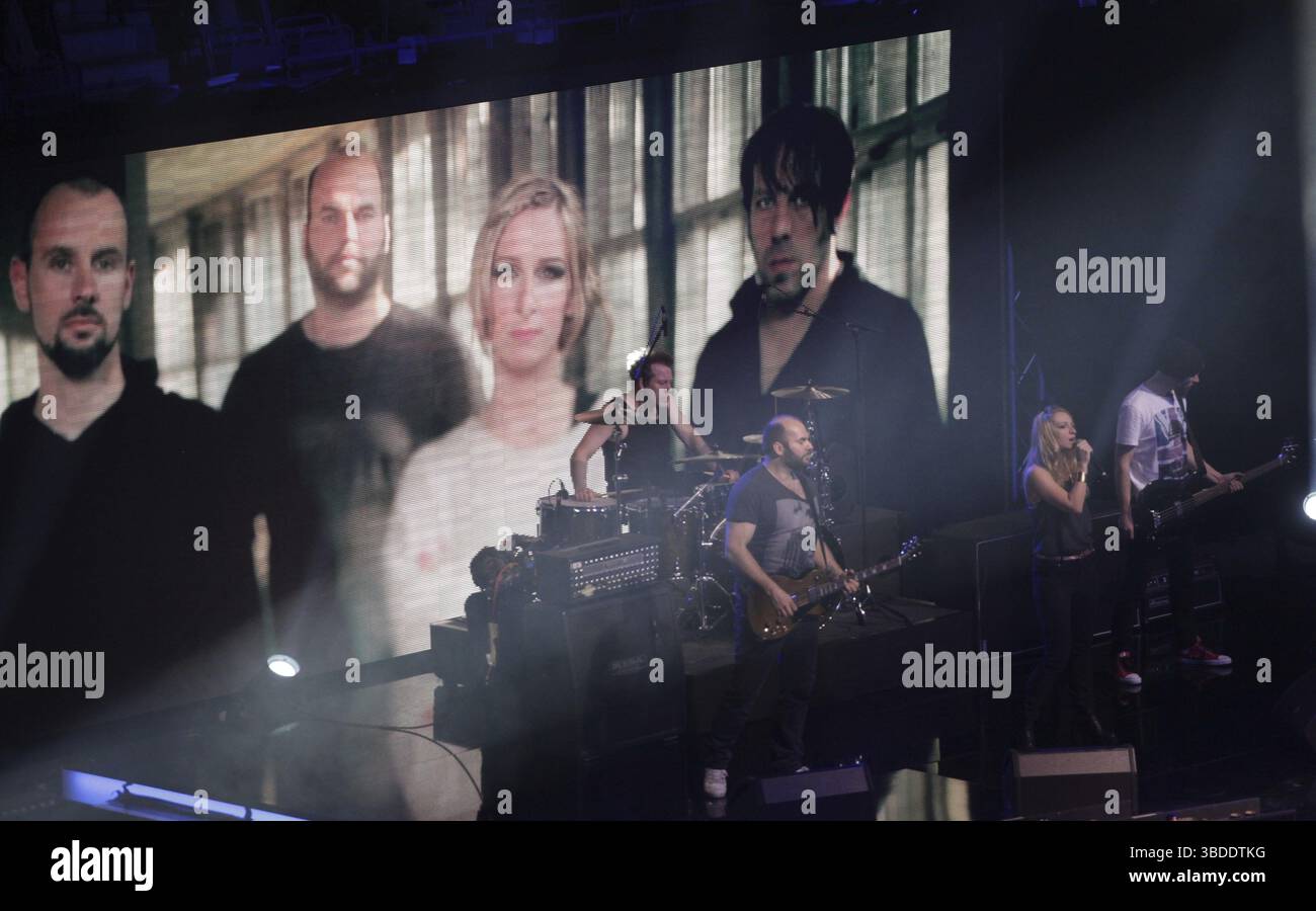 German rock band Guano Apes in front of WBO World Cup boxing match ...