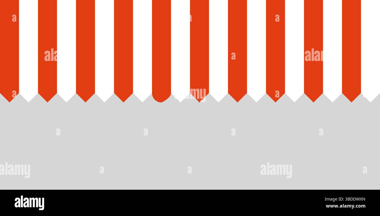 Red and white striped shop awning. Market canopy tent. Sun shade roof. Cafe awning. Shop striped ...