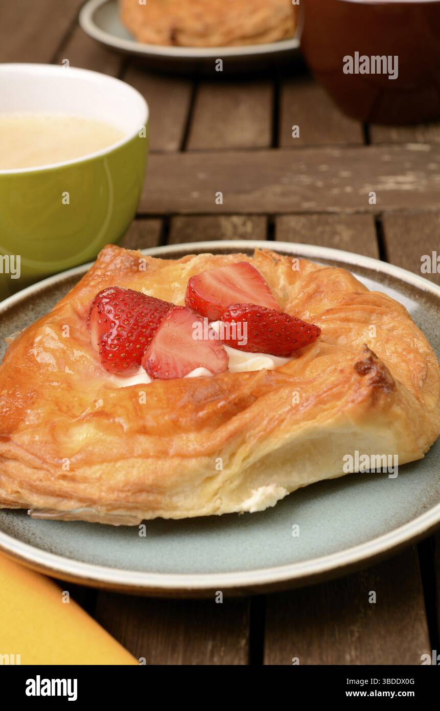 Breakfast fresh strawberries croissant hi-res stock photography and ...