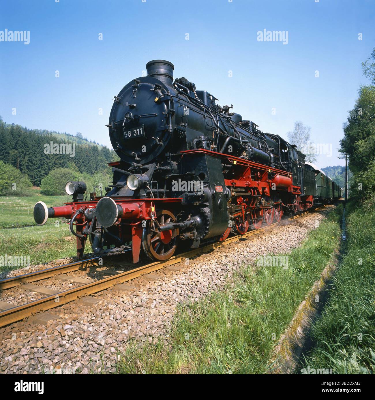 Steam locomotive in the Alb valley between Ettlingen and Bad Herrenalb ...