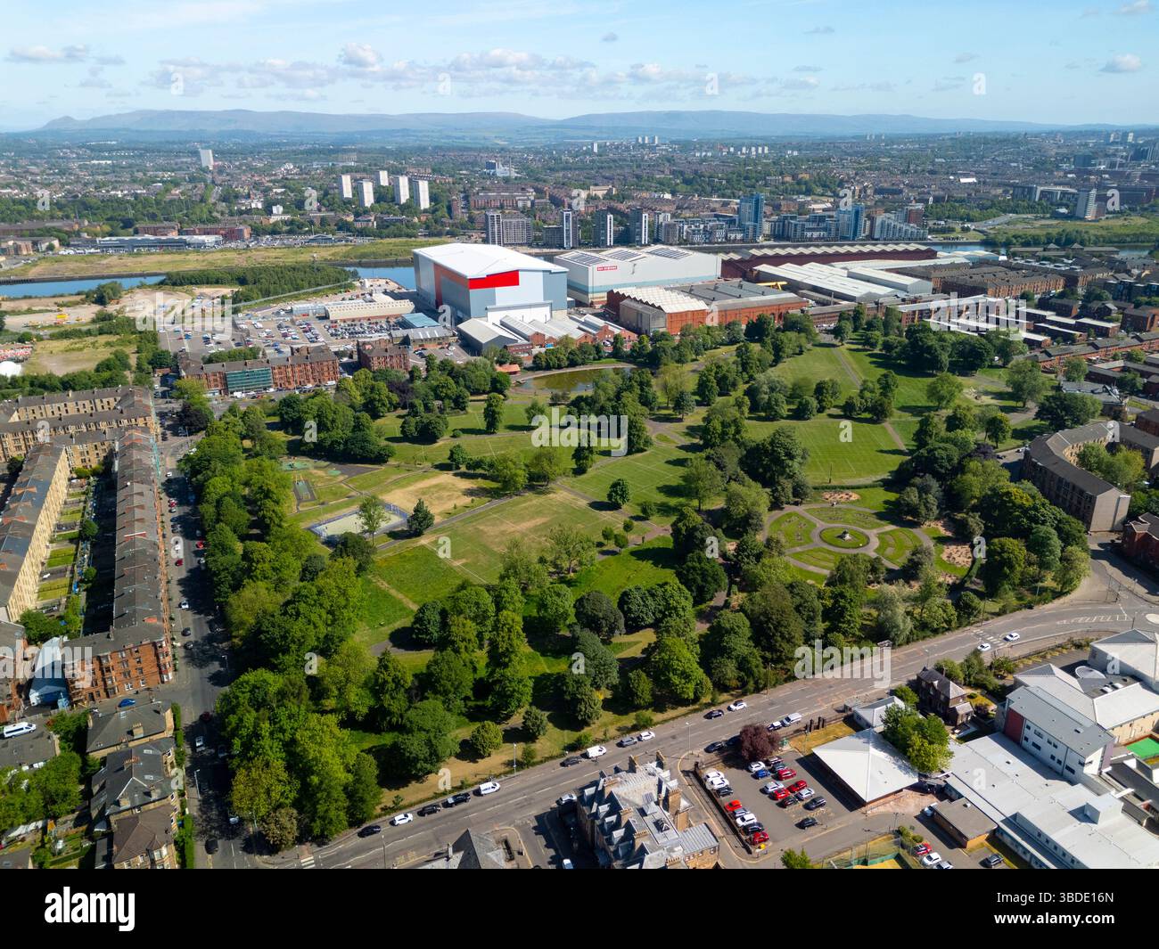 Aerial view of Elder Park in Govan, Glasgow, Scotland, UK Stock Photo ...