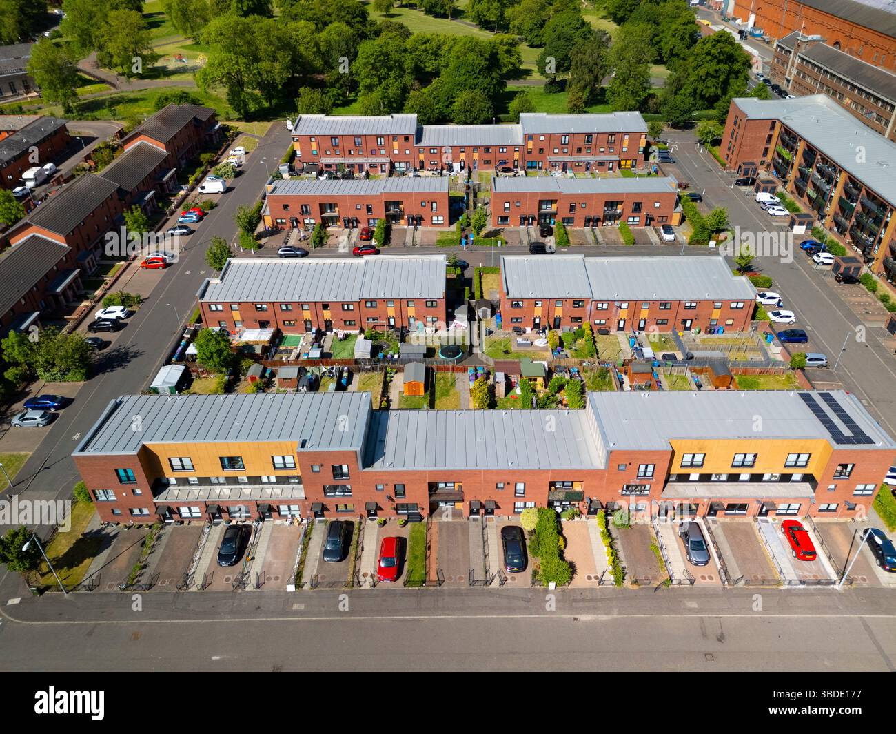 Aerial view of modern housing in Govan , Glasgow, Scotland UK Stock ...