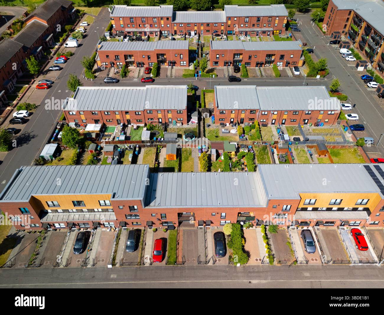 Aerial view of modern housing in Govan , Glasgow, Scotland UK Stock ...