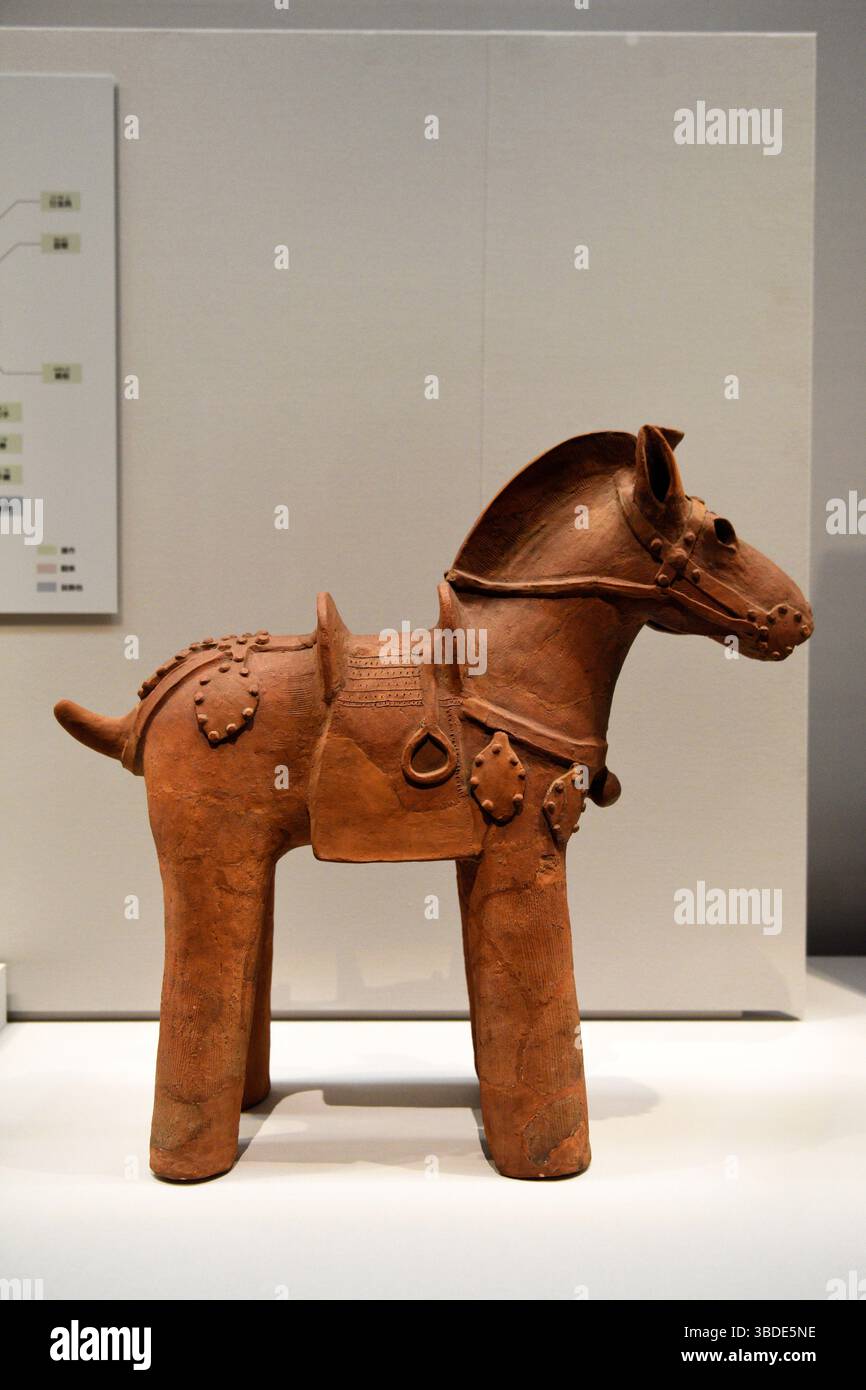 Horse,Haniwa,Terracotta tomb object,from Gumma Prefecture,Kofun period ...