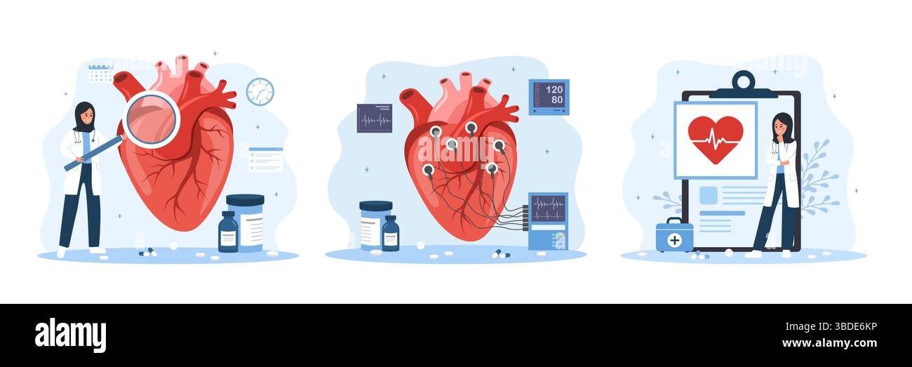 Cardiologist concept. Cardiovascular diseases and health care. Set of ...