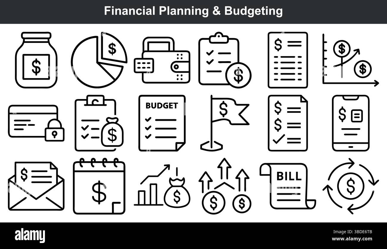 Budget planning savings icons Stock Vector Images - Alamy