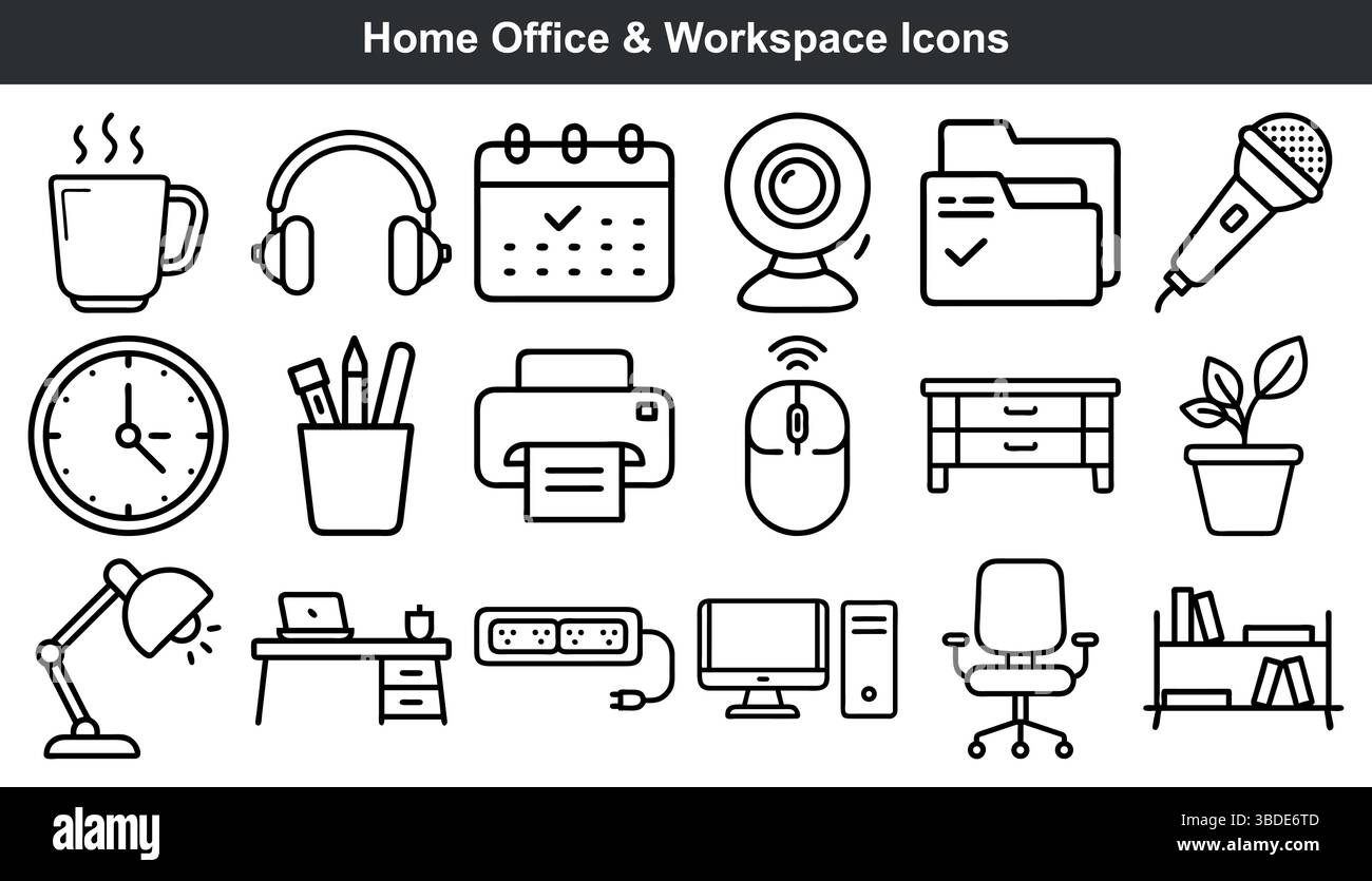 Home office desk laptop Stock Vector Images - Alamy