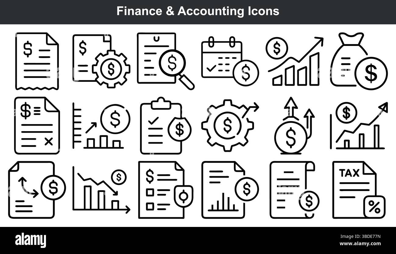 Finance accounting icons budget money financial charts Stock Vector ...