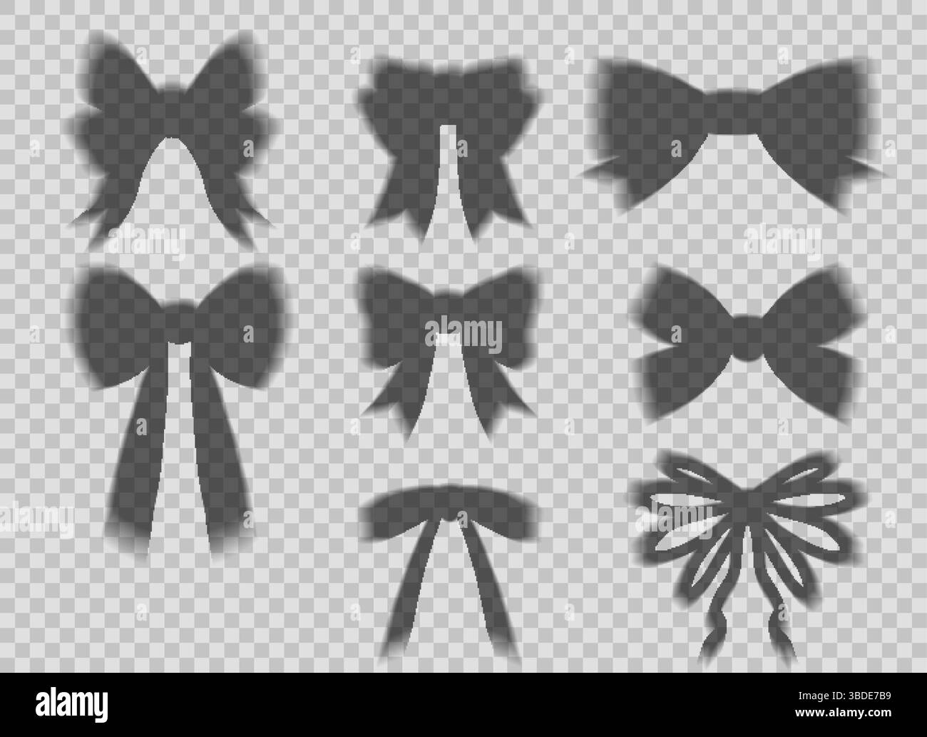 Vector illustration of realistic bow shadows on transparent background ...