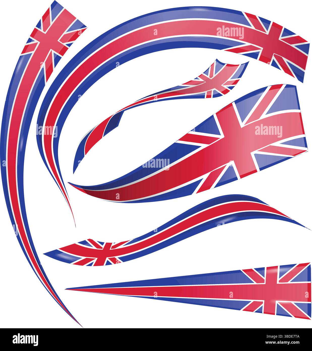 set of flags of great britain in different shapes, vector illustration ...