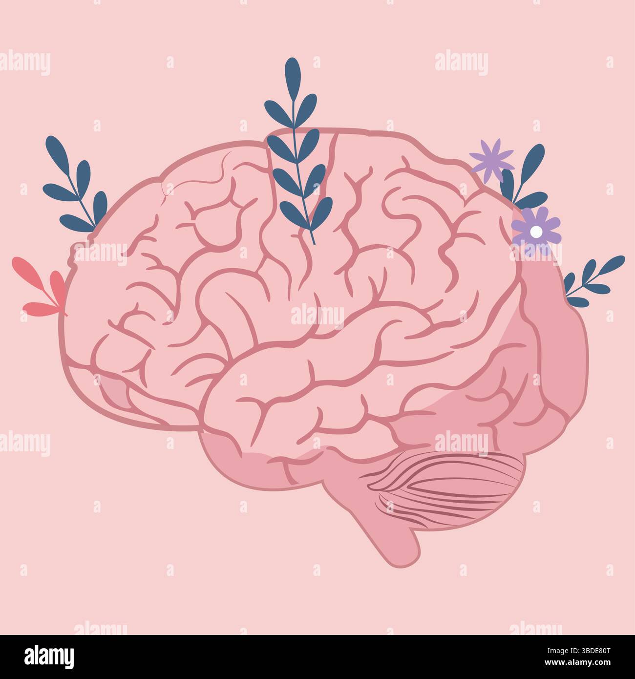 Mental Health Awareness Brain Vector Mindfulness and Cognitive Wellness ...