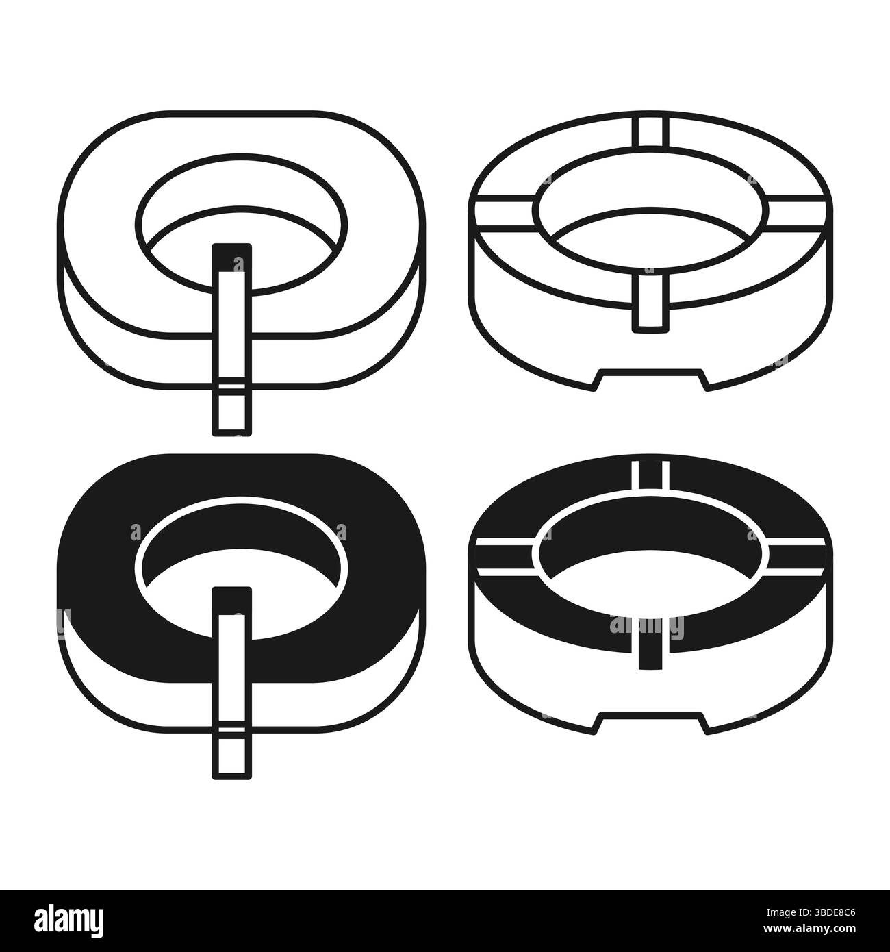 Simple Cigarette Ashtray Black Flat and Outline Style. Cigarette ...