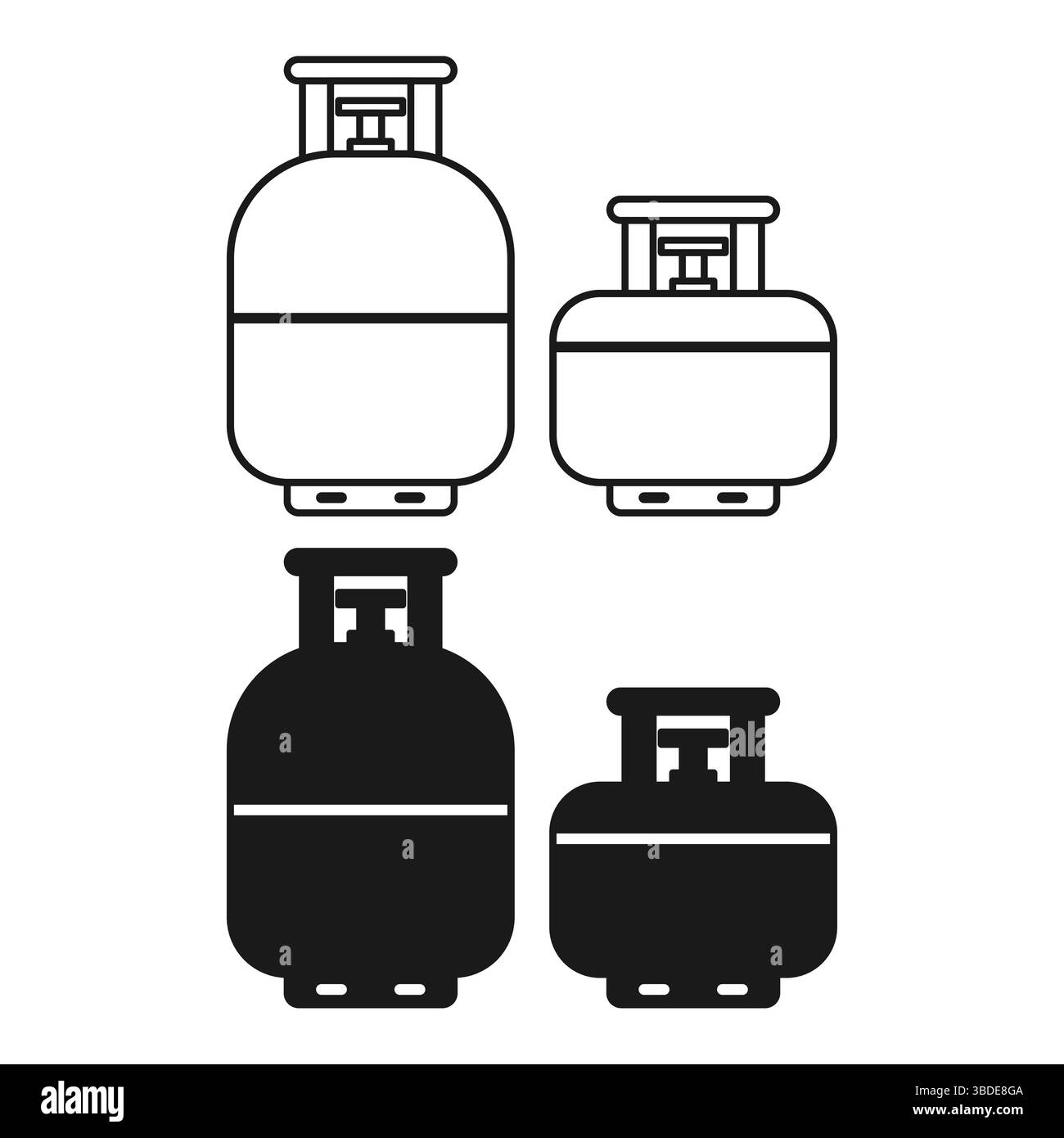 Cylinder Gas Tank Flat Black and Outline Style. Simple Fuel Gas Tank ...