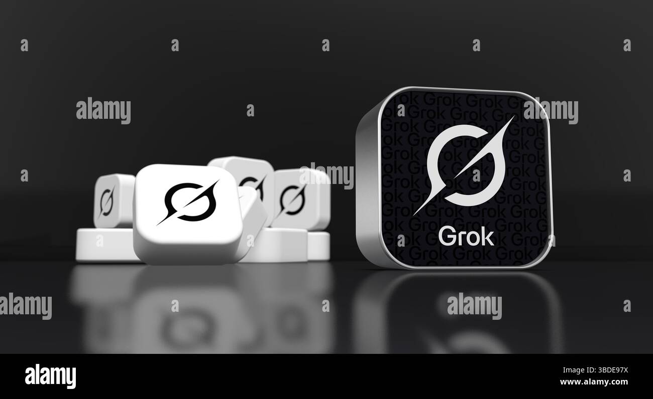 Grok Logo, Artificial Intelligence Platform - Grok Concept Stock Photo ...