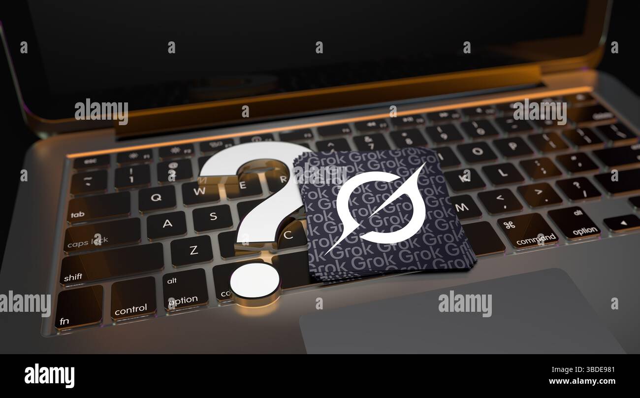 Grok Logo, Artificial Intelligence Platform - Grok Concept Stock Photo ...