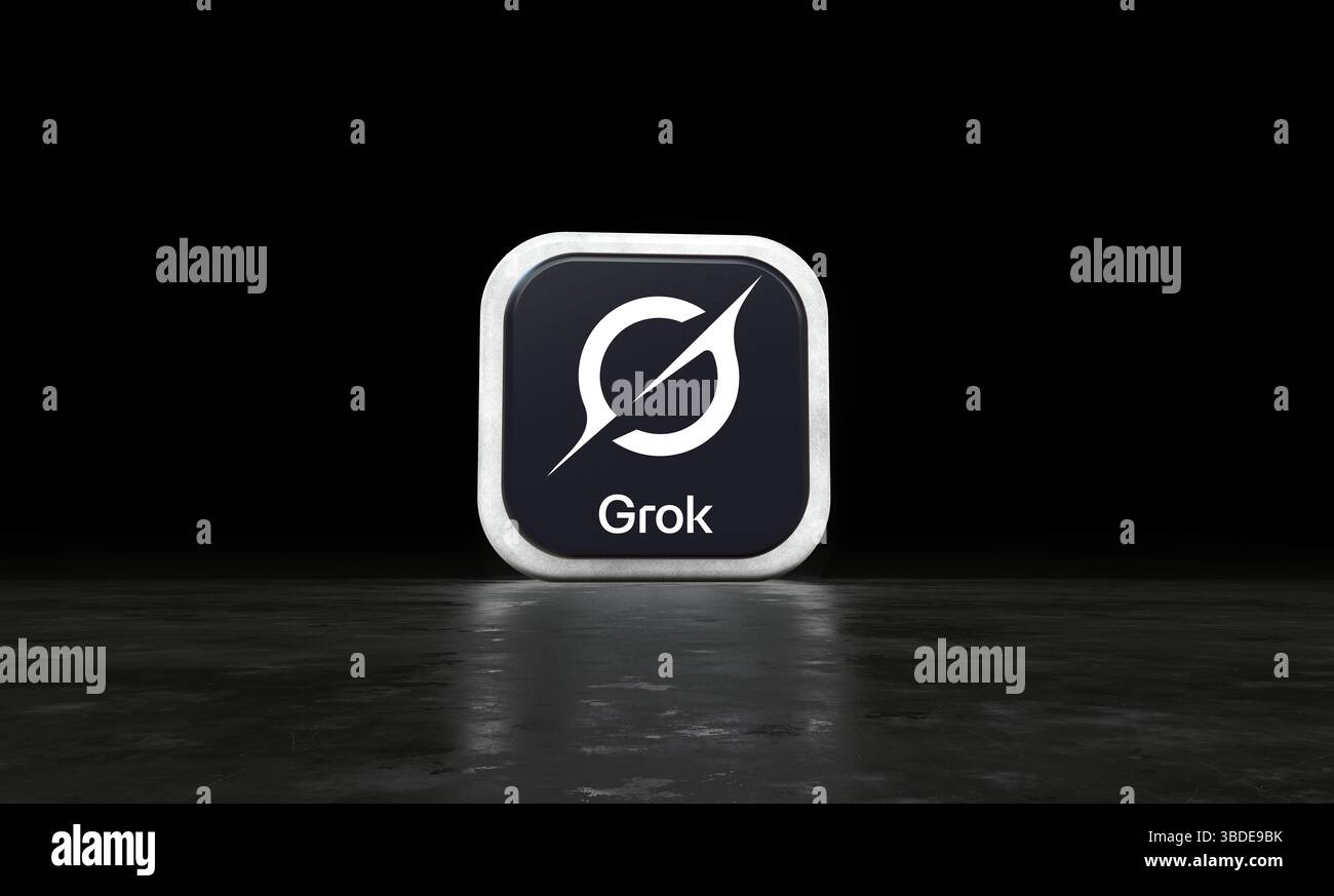 Grok Logo, Artificial Intelligence Platform - Grok Concept Stock Photo ...