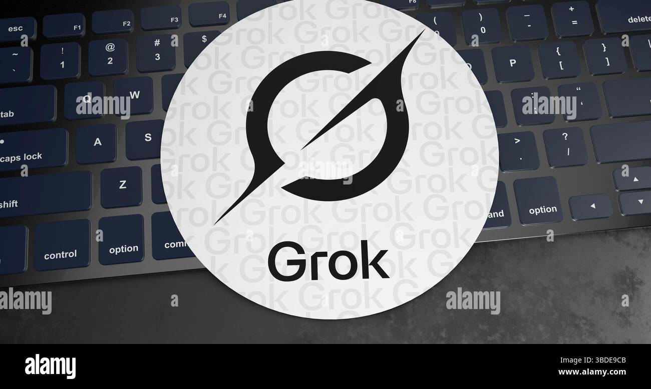 Grok Logo, Artificial Intelligence Platform - Grok Concept Stock Photo ...