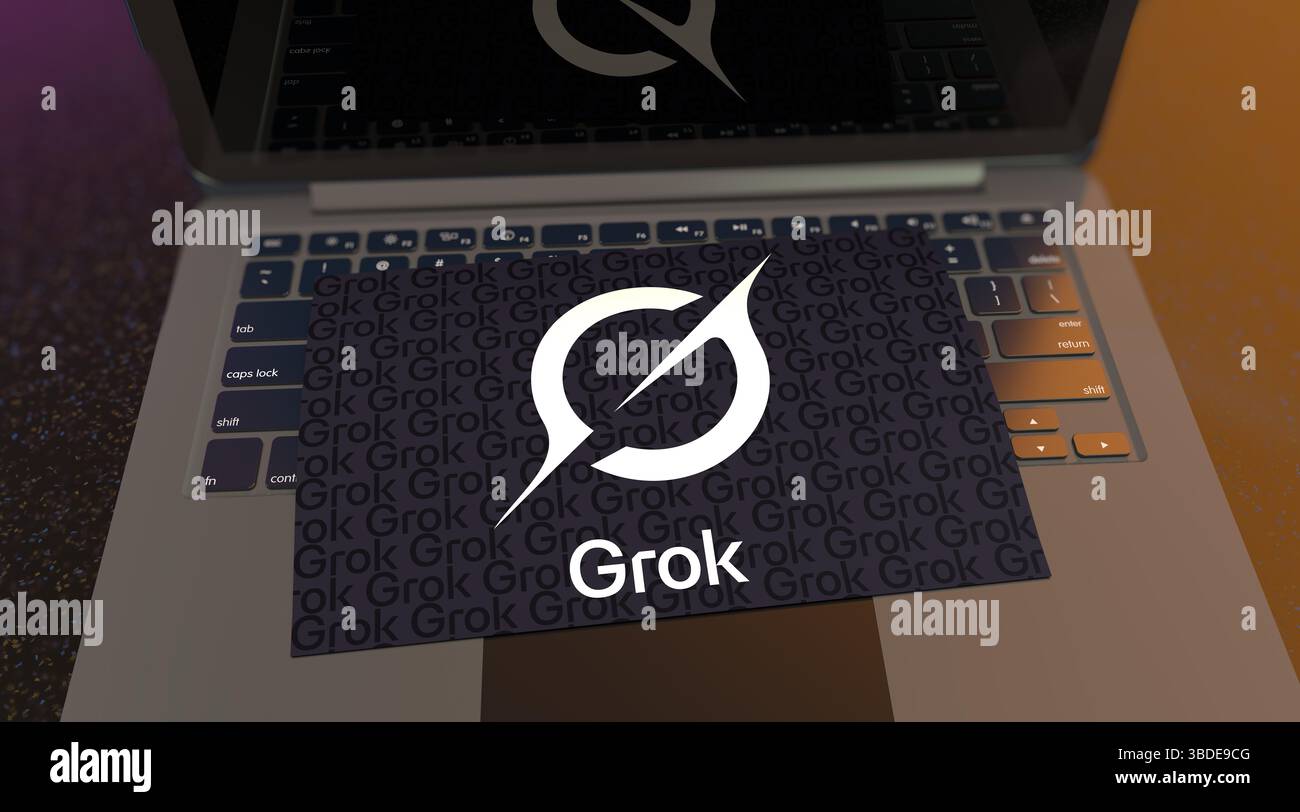 Grok Logo, Artificial Intelligence Platform - Grok Concept Stock Photo ...