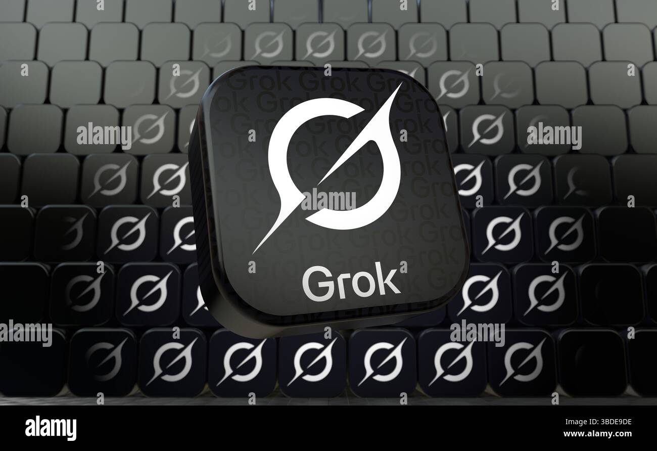 Grok Logo, Artificial Intelligence Platform - Grok Concept Stock Photo ...