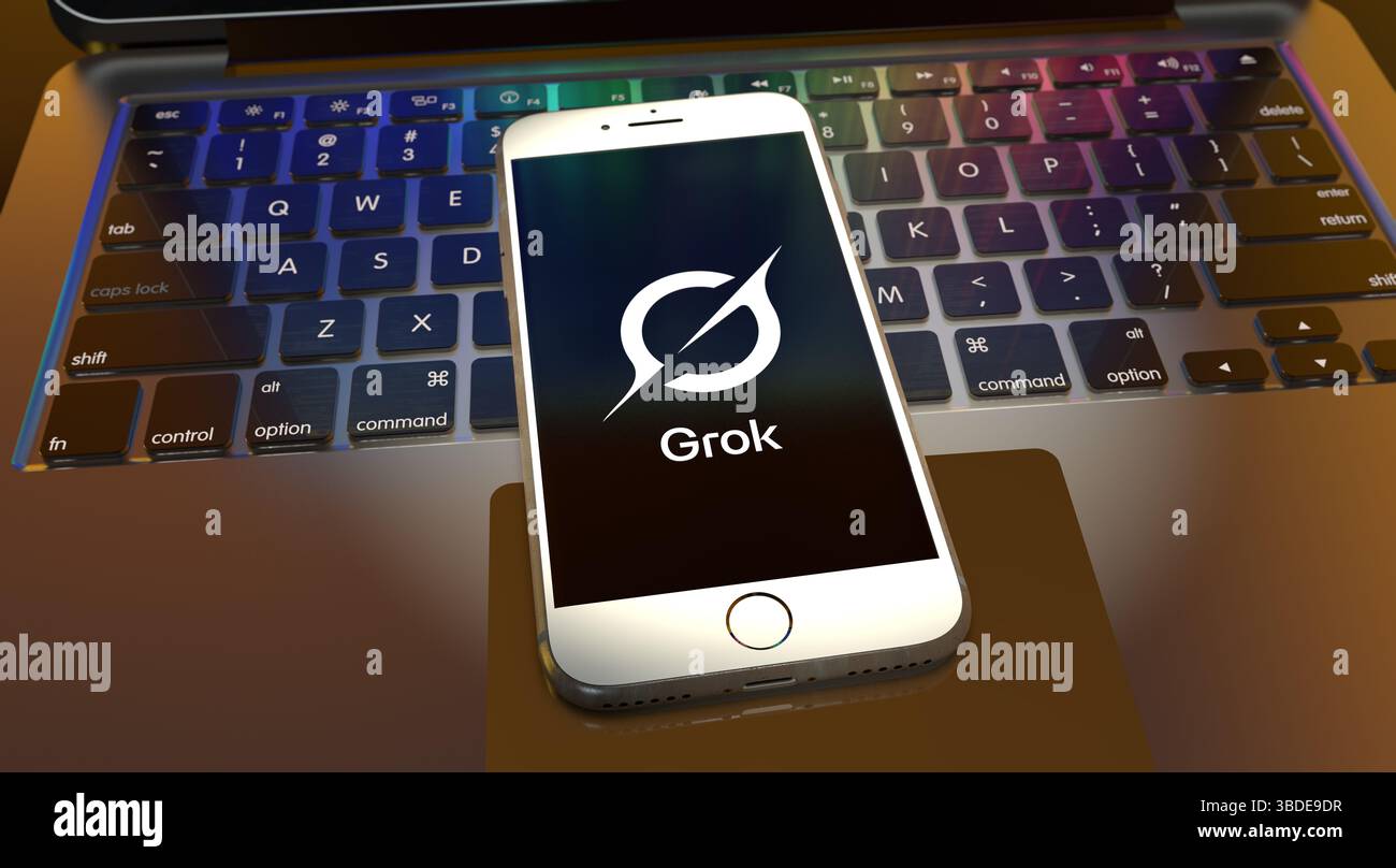 Grok Logo, Artificial Intelligence Platform - Grok Concept Stock Photo ...