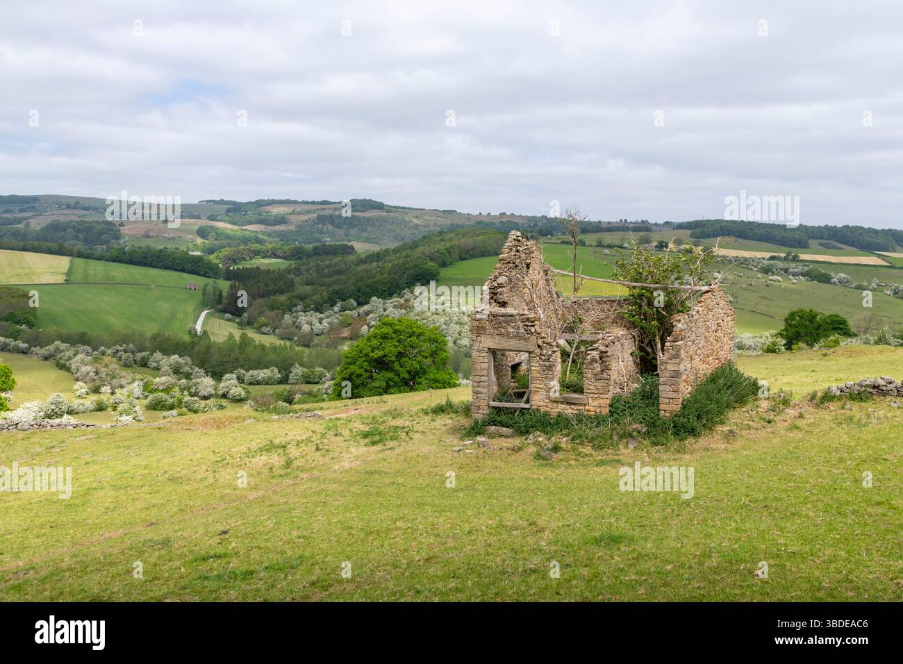 Old stone barn in the English countryside around Pilsley in Derbyshire ...