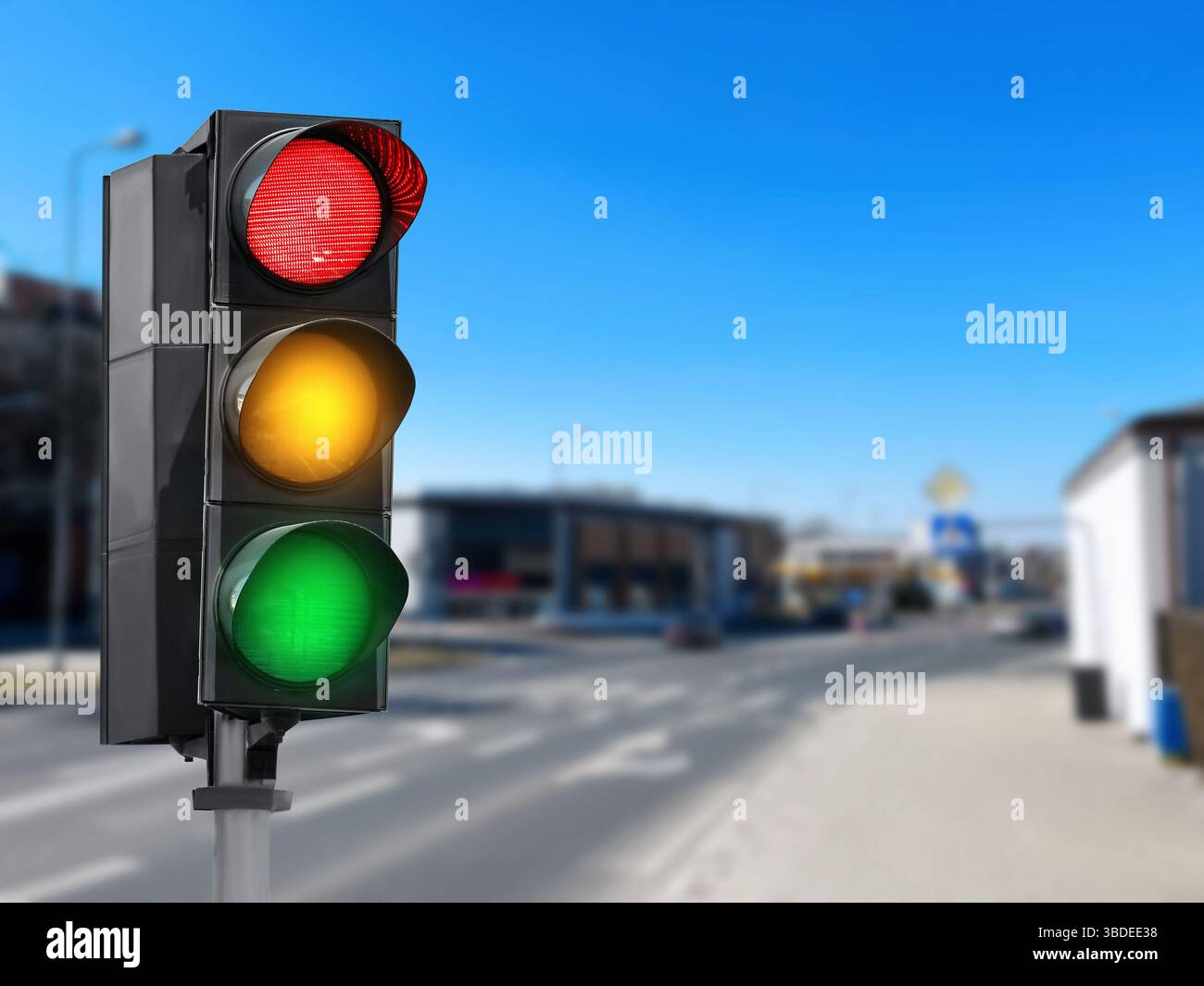 Traffic lights on city street. Signaling device Stock Photo - Alamy
