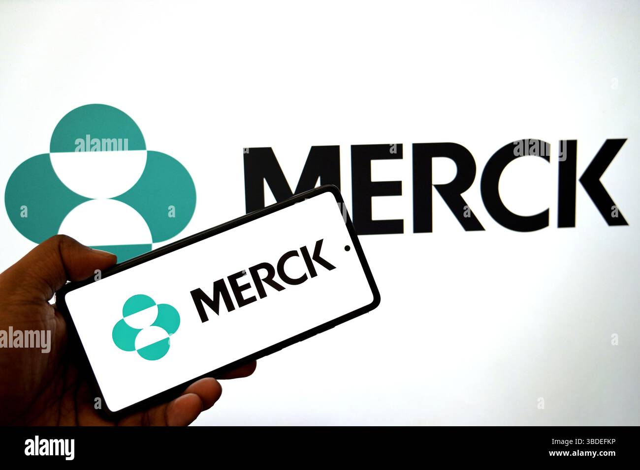 India. 20th May, 2025. In this photo illustration, a MERCK logo is seen ...