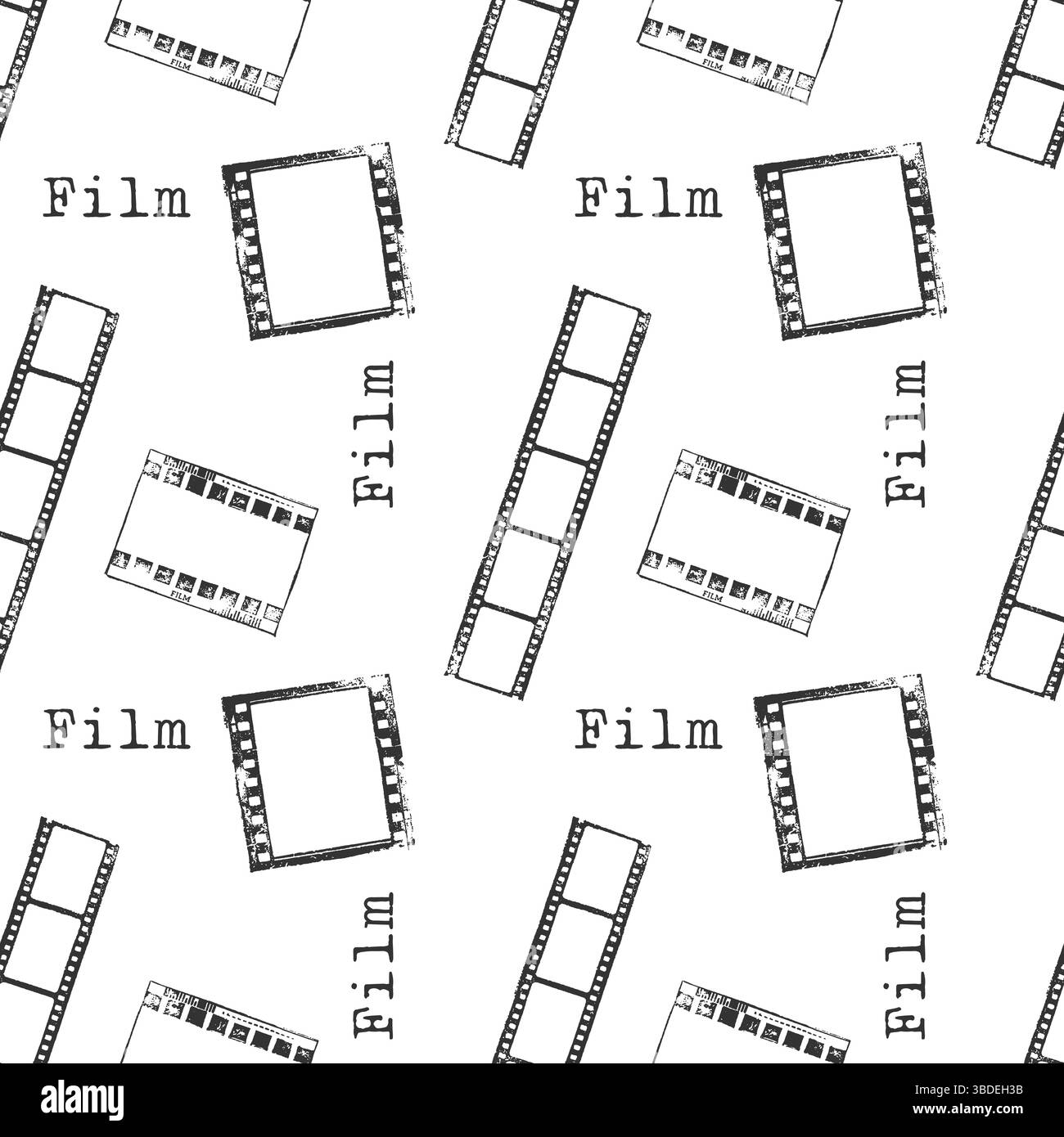 Pattern with film frames, stamps, old grunge film strip, vintage frame ...