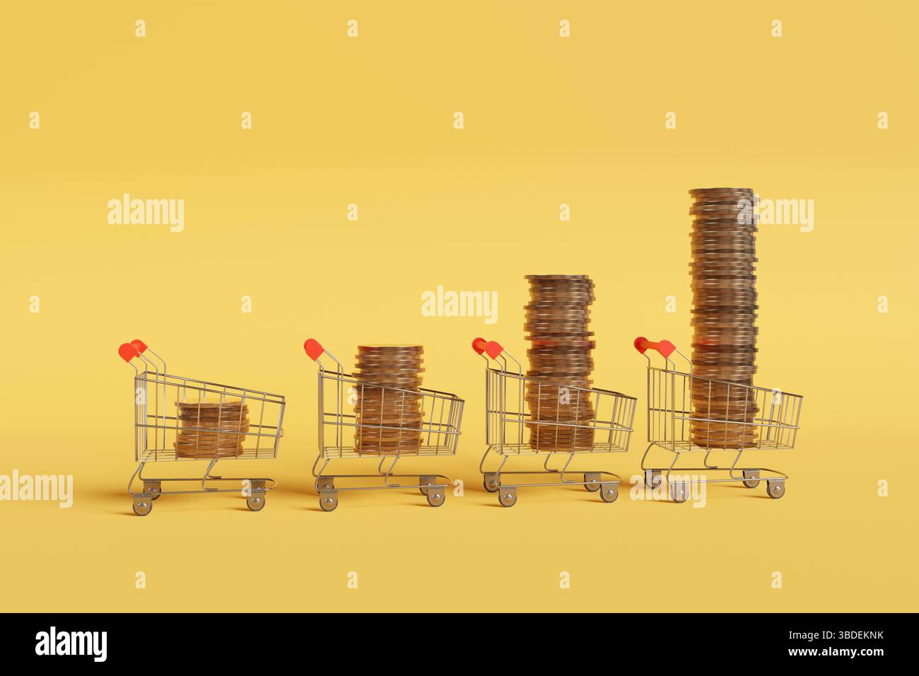 Supermarket shopping carts lined up with the height of the stack of ...