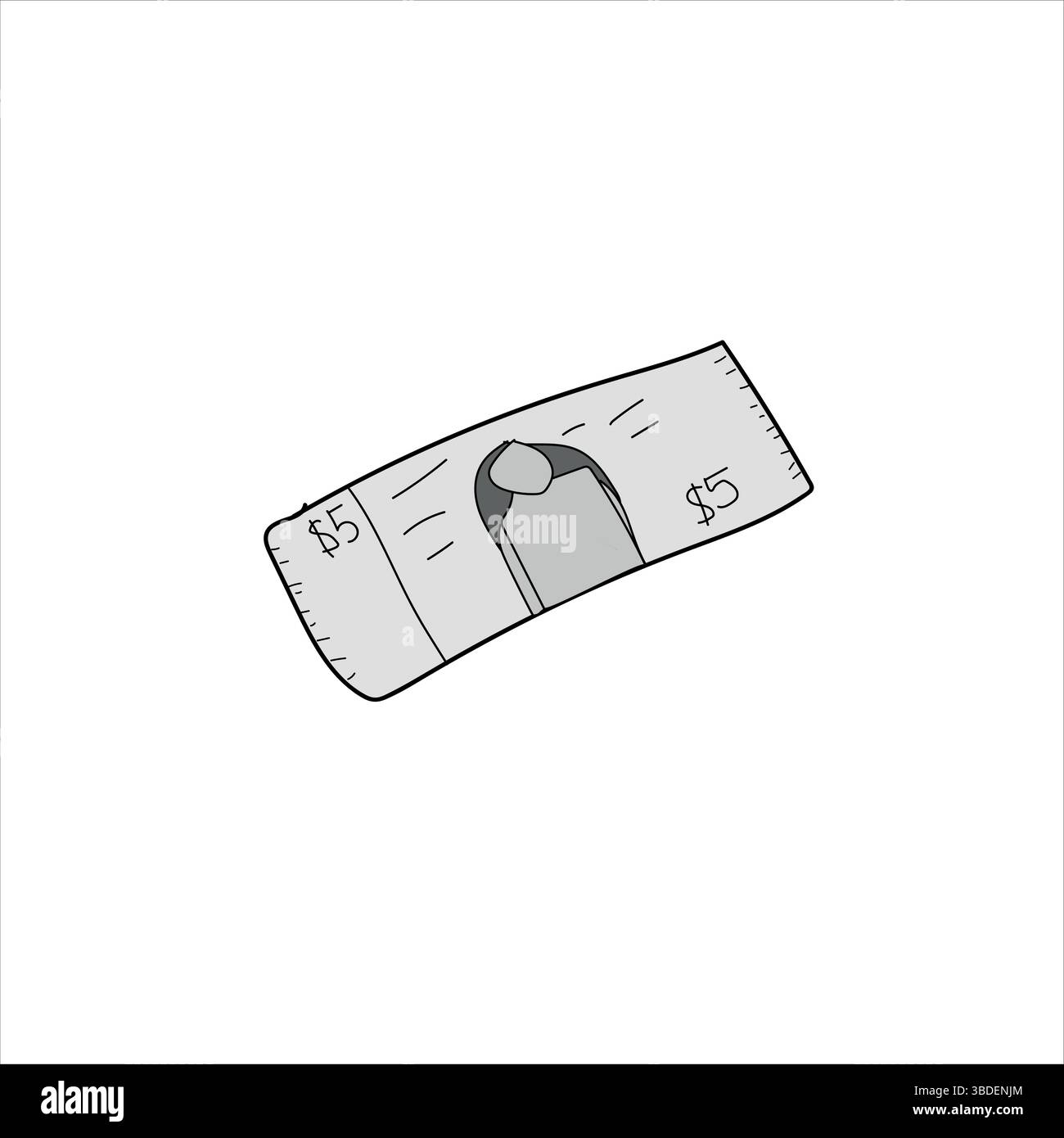 Hand Drawn Five Dollar Bill Vector Illustration Stock Vector Image ...