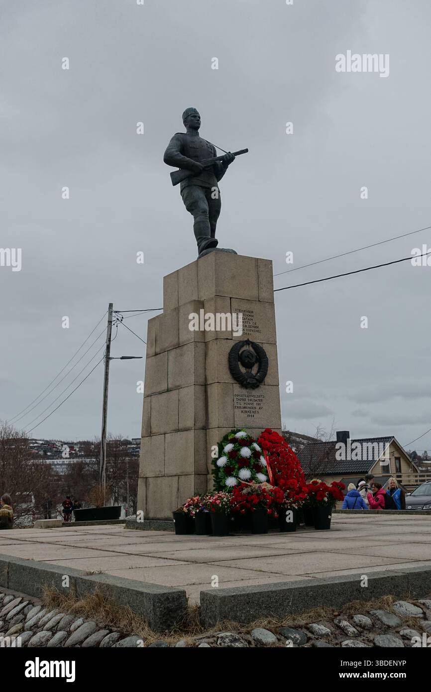 Monument to the Soviet soldier liberator in Kirkenes, Norway Stock ...